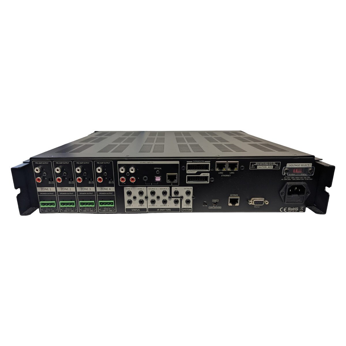 4-Zone Audio Matrix Controller with Integrated Amplifier | NSI Distribution