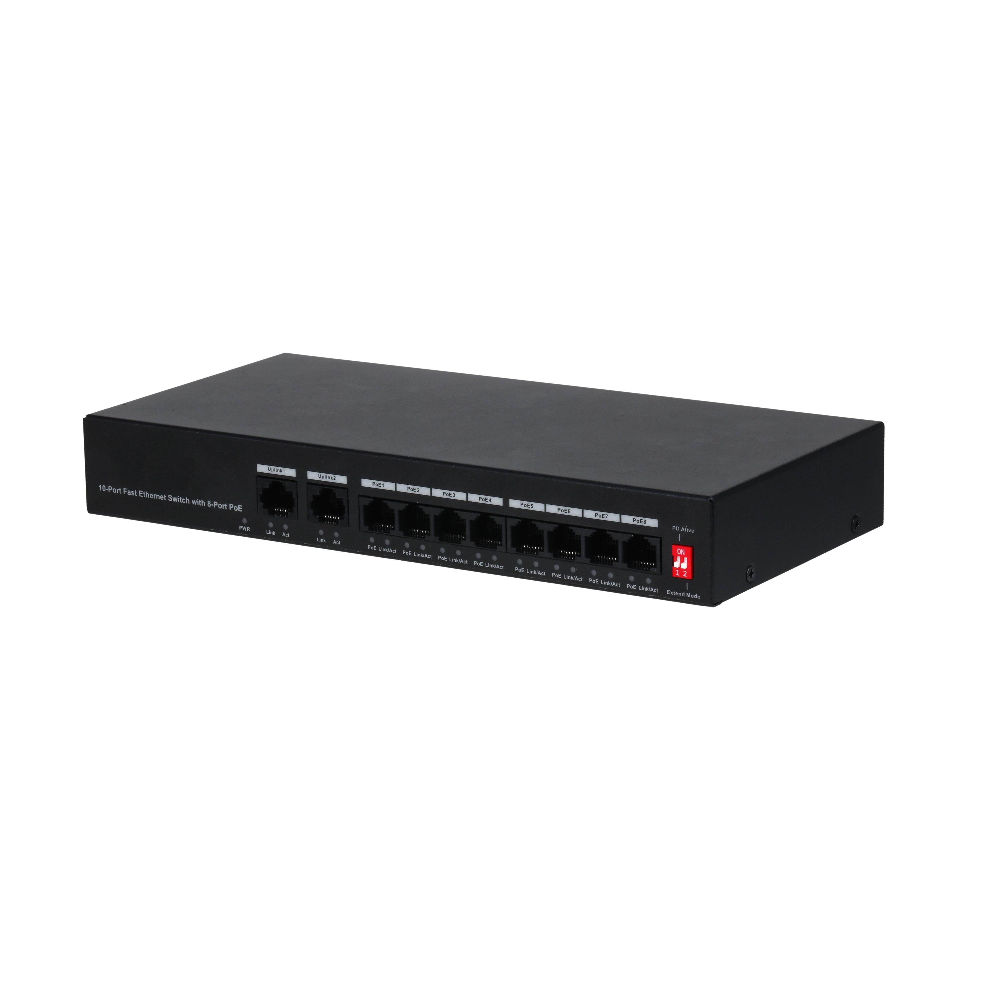 10-Port Fast Ethernet Switch with 8-Port PoE | NSI Distribution